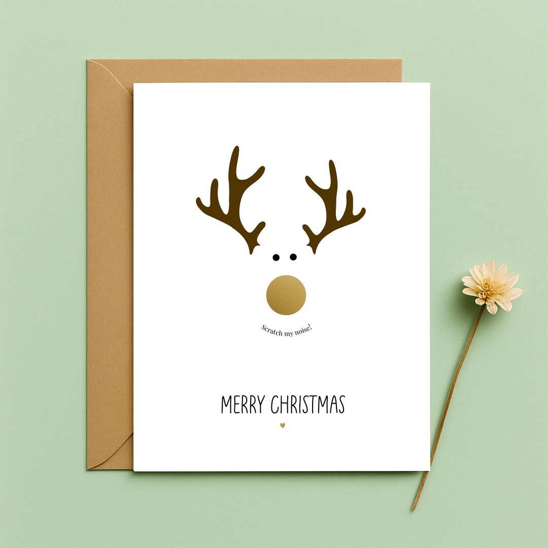 Reindeer Scratch-off Christmas Card – Secret Message Holiday Greeting ...