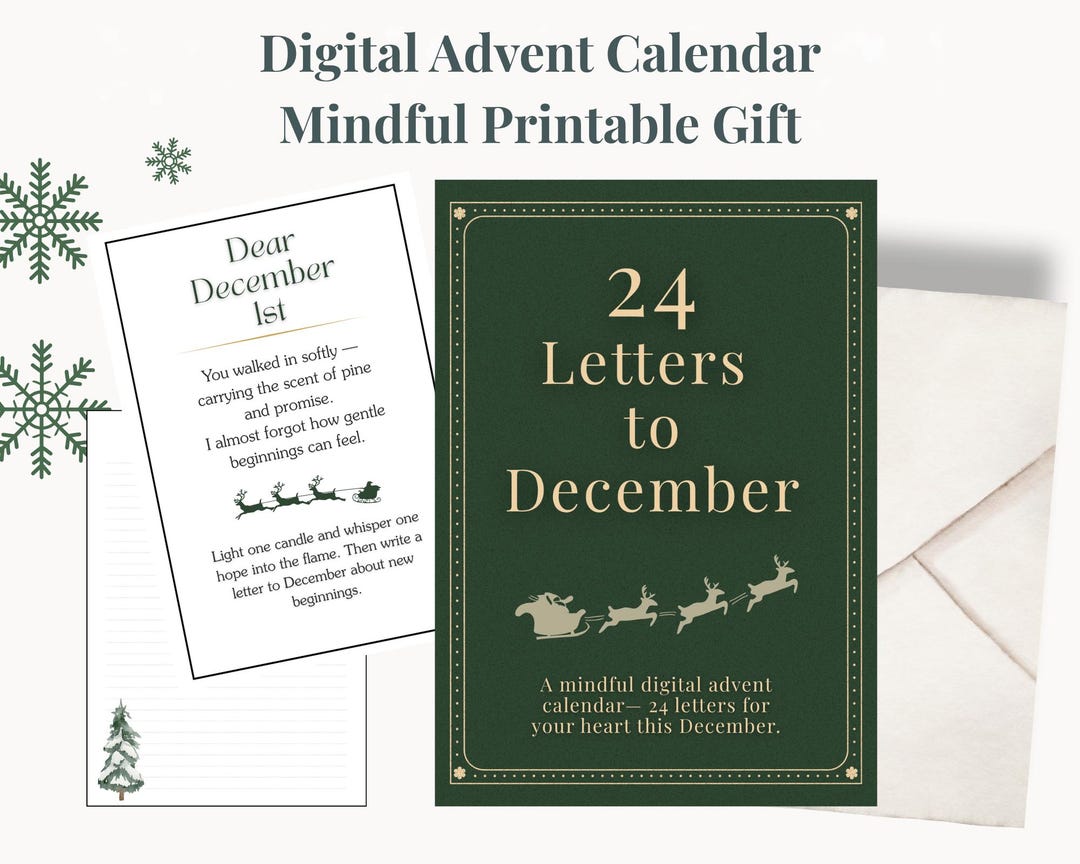 Digital Advent Calendar | 24 Printable Letters to December | Mindful ...