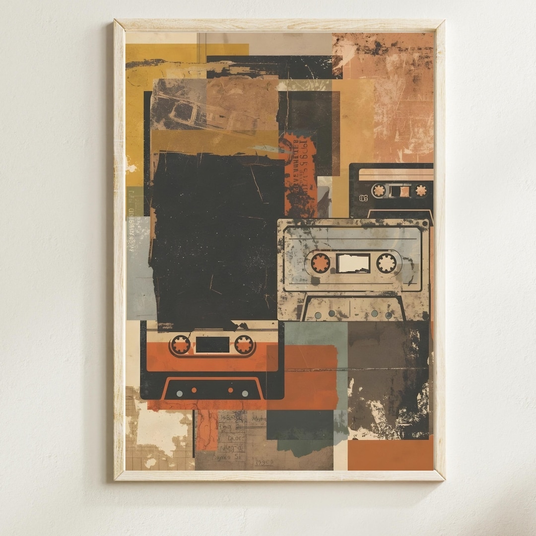 Retro Cassette Tape Wall Art Printable — Tape Collage (digital Download ...