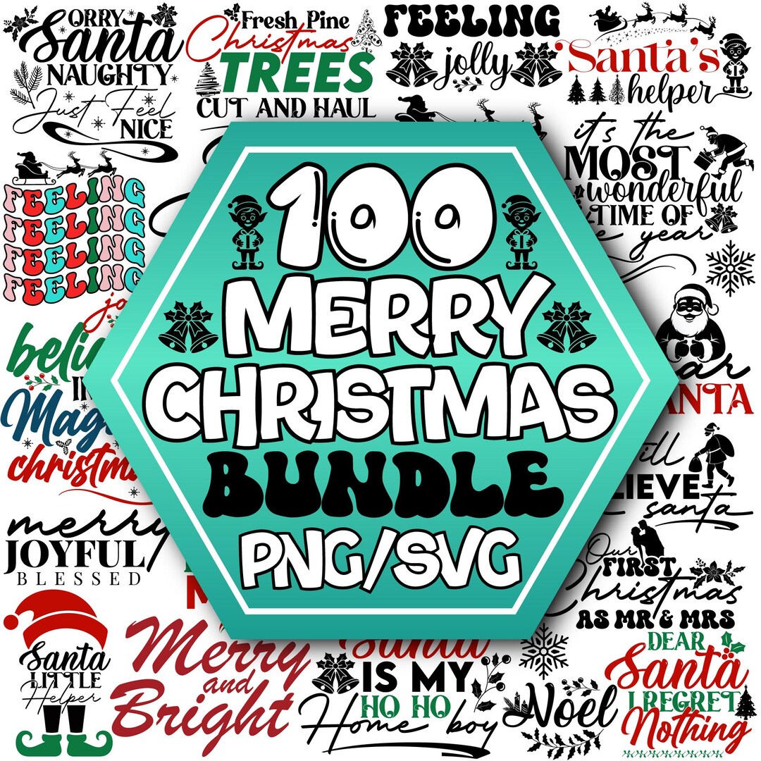 Christmas SVG PNG Bundle, 100 Christmas Designs, Merry Christmas SVG ...