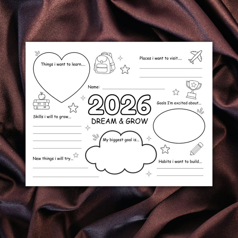 2026 Vision Board for Kids and Teens | Dream & Grow Coloring Worksheet ...