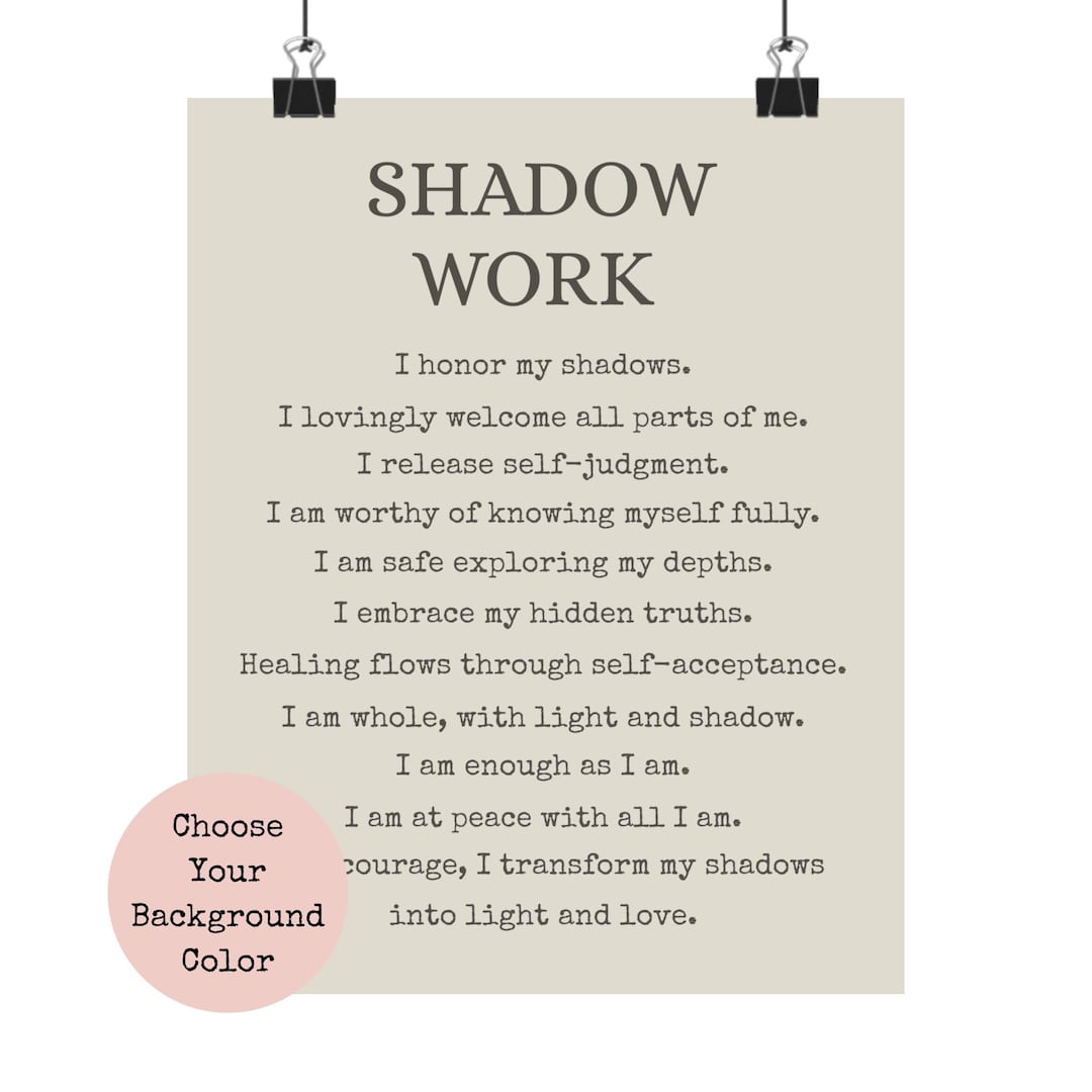 Shadow Work Affirmation Poster, Inspirational Wall Art, Motivational ...