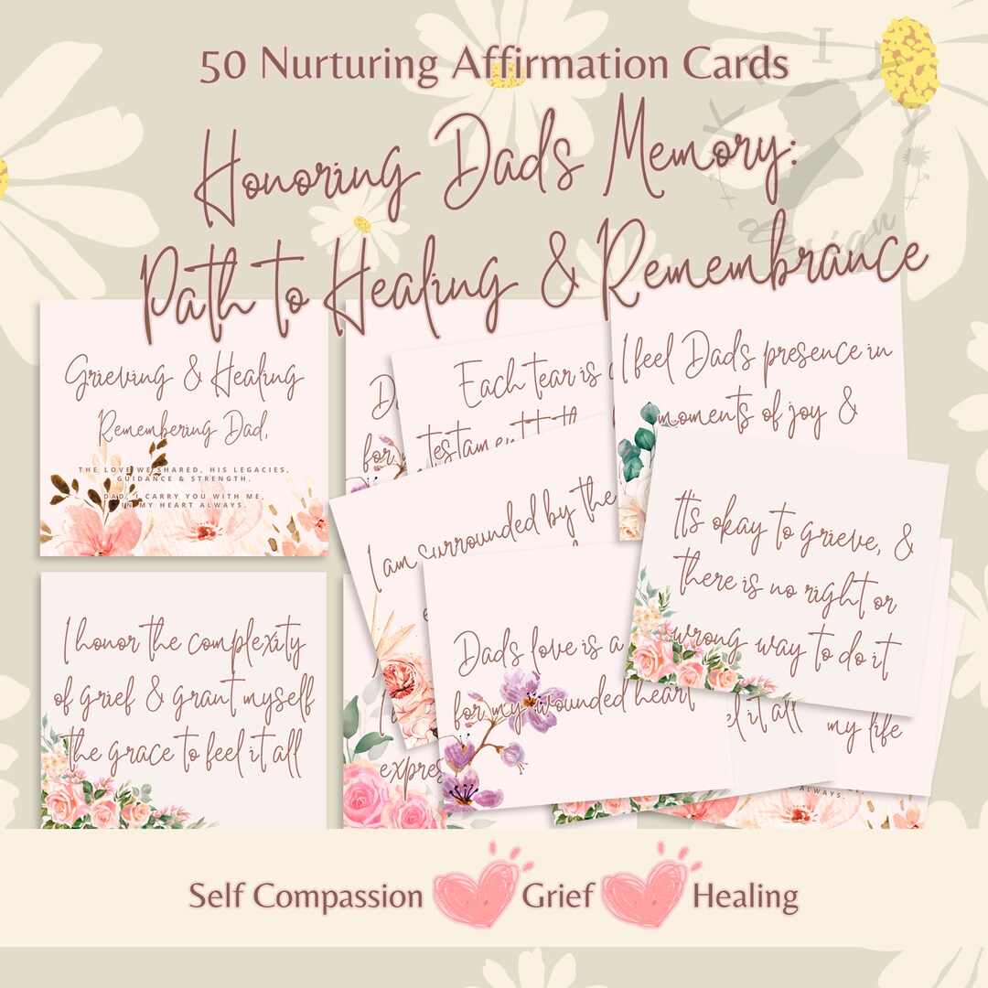 Dad Memorial Grief Printable Affirmation Card Deck Digital Download ...