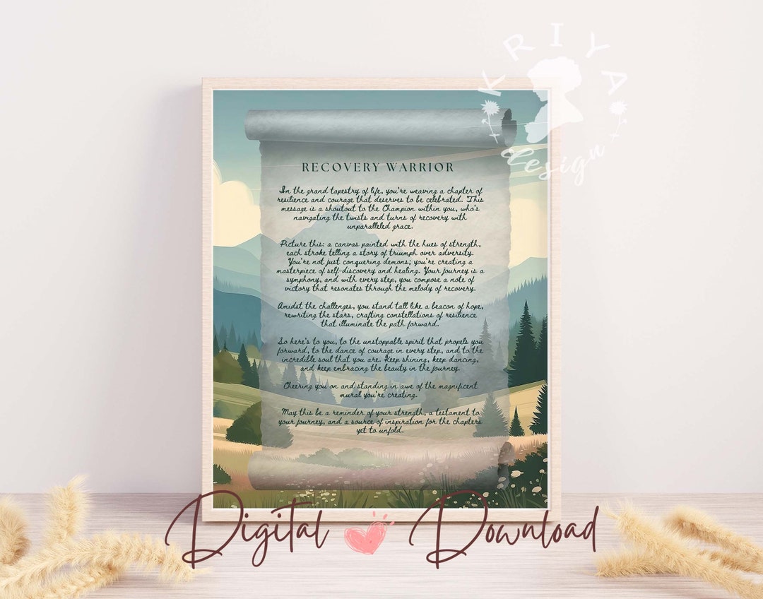 Recovery Gift for Men Women, Poem Sobriety Digital Wall Art, AA NA ...