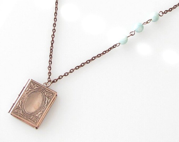 Locket Necklace Locket Pendant Necklace Book Necklace Locket - Etsy