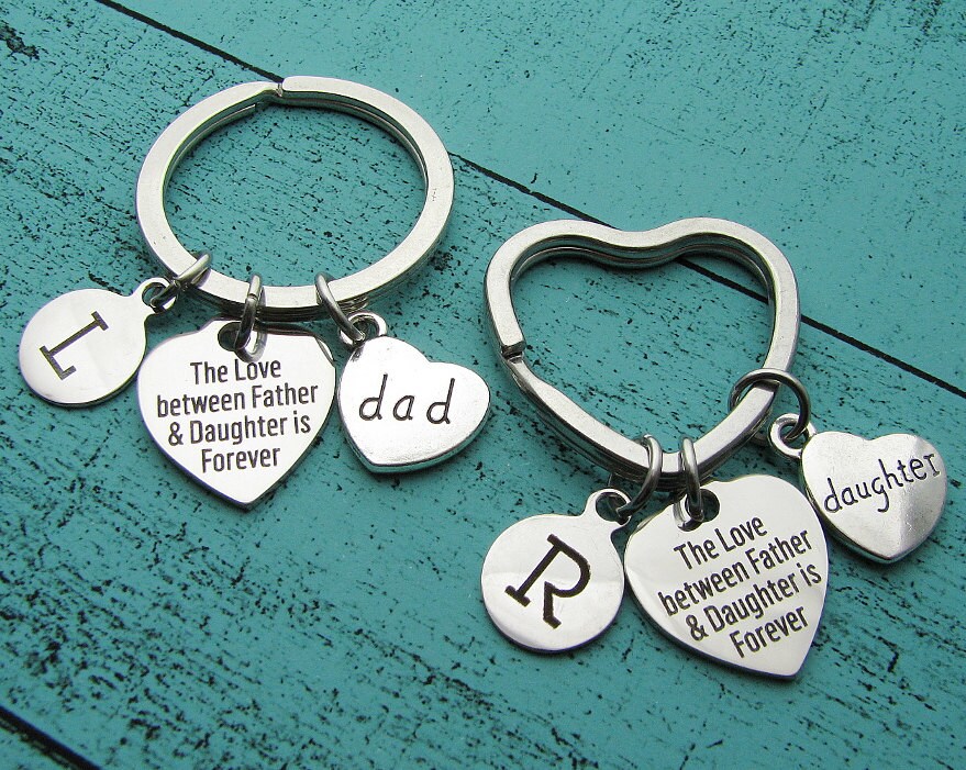 Father Daughter keychain set of 2 Christmas gift for Dad and | Etsy