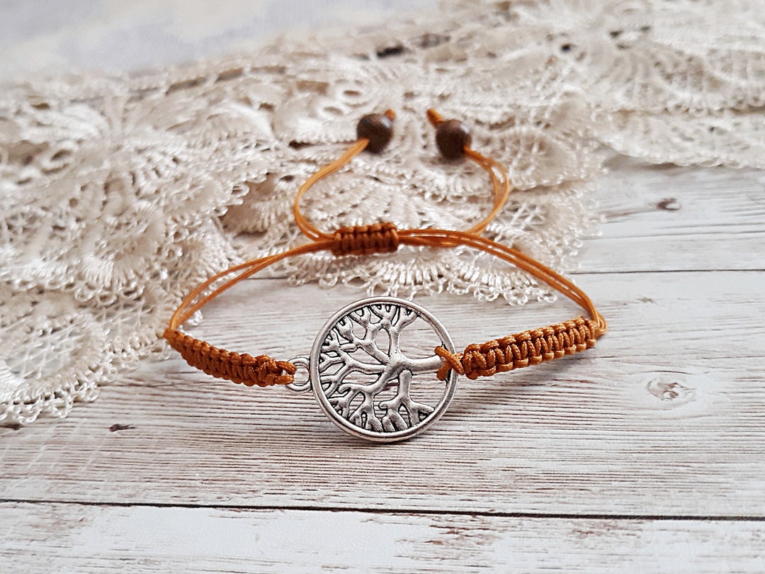 Tree of Life String Bracelet, Nature Jewelry, Adjustable Cord Stackable ...