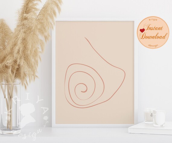 Line Drawing Boob Printable Doodle Abstract Decor Female | Etsy
