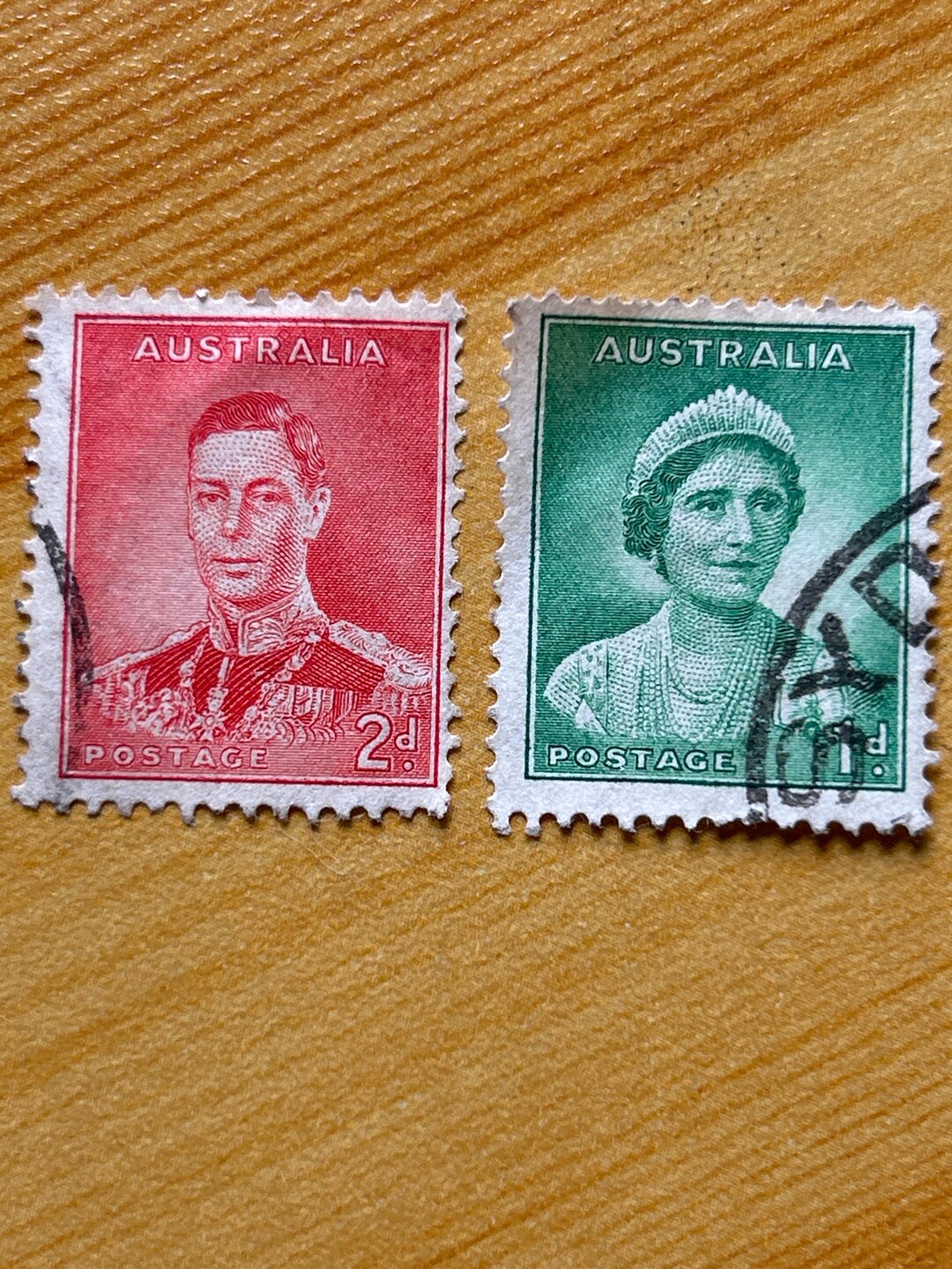 Vintage Postage Stamps 1930s. King George VI and Elizabeth Queen Mother ...
