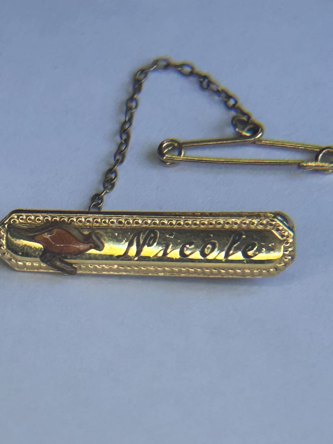 22ct Gold Name Brooch. Vintage 1970s Era. Nicole & Kangaroo. - Etsy