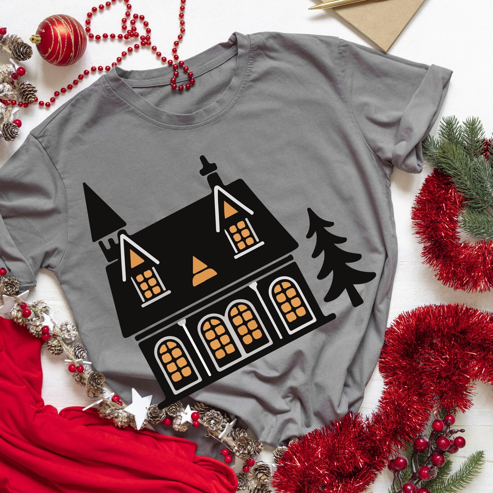 Christmas House Clipart Bundle – Cozy Winter Home SVG PNG, Holiday Snow ...