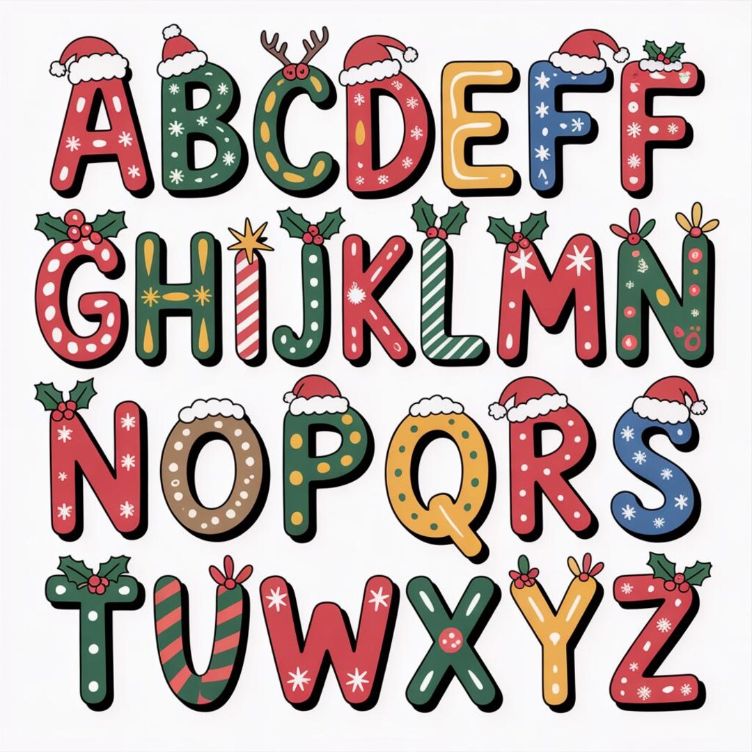 Christmas Alphabet Bundle – Festive Letters Clipart Set - Etsy