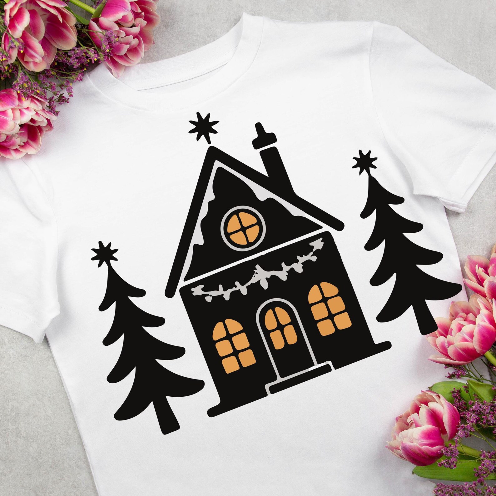 Christmas House Clipart Bundle – Cozy Winter Home SVG PNG, Holiday Snow ...