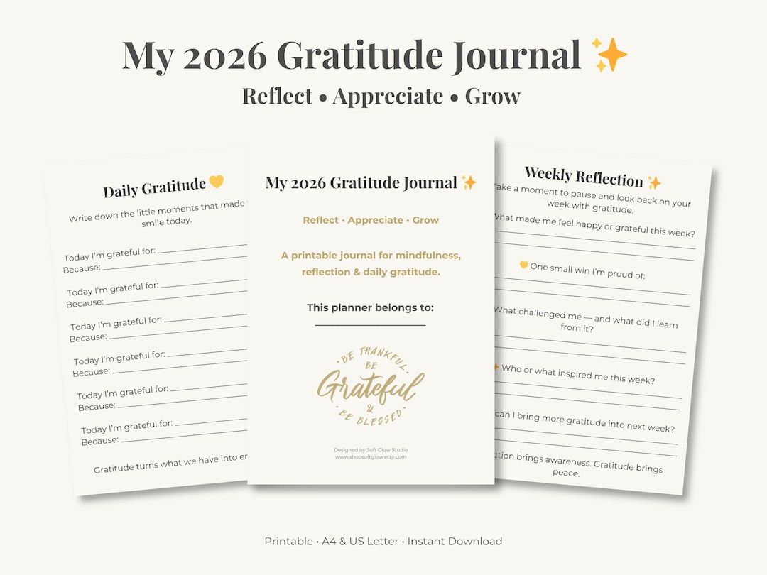 Printable Gratitude Journal 2026 | Daily Mindfulness & Self Care ...