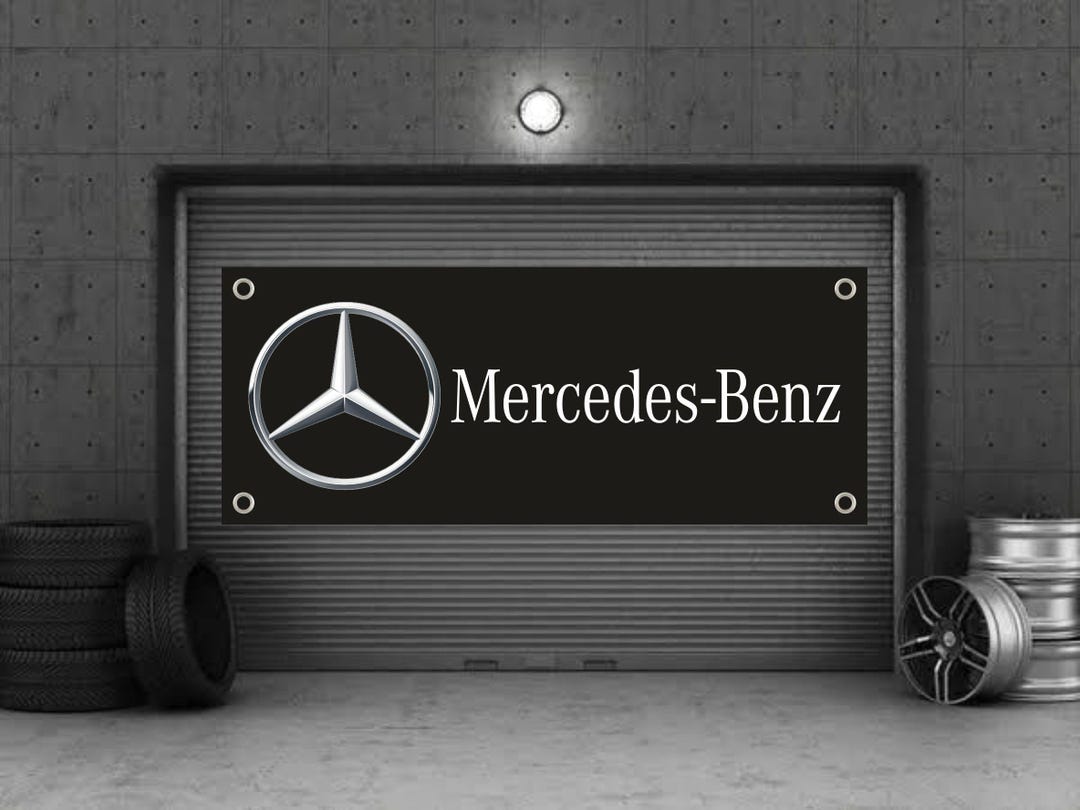 Mercedes Logo Vinyl Banner: Garage, Shop, Showroom Decor - Etsy