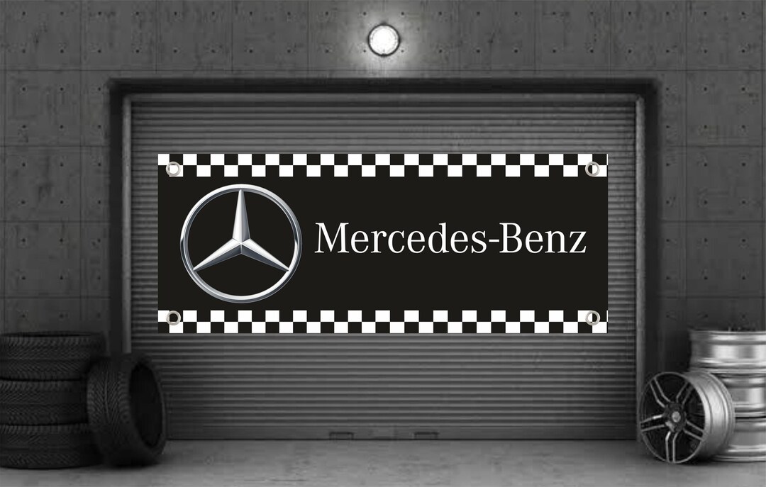 Mercedes Logo Vinyl Banner - Garage, Office, Showroom Decor - Etsy Canada