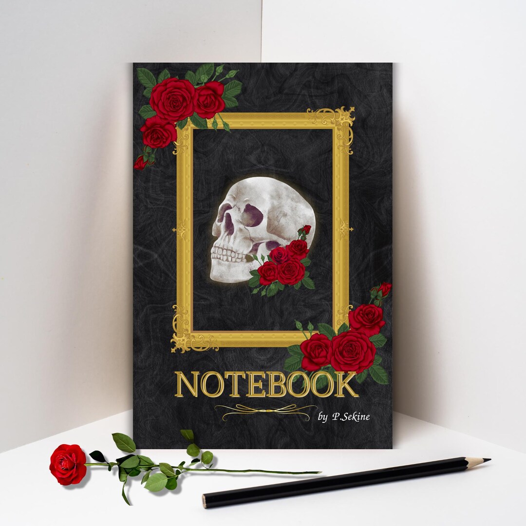 Gothic Skull & Roses Notebook / Halloween Journal/ Dark Vintage ...