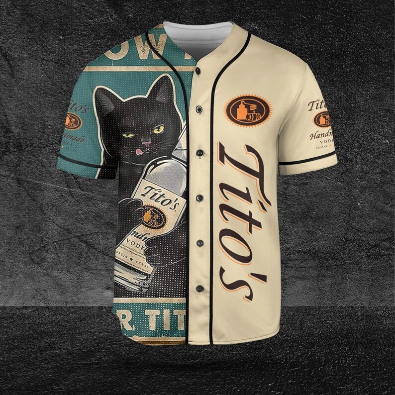 Black Cat Tito's Vodka Baseball Jersey Titos Jerseys - Etsy