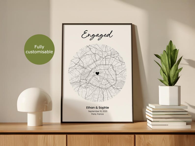 Where We Got Engaged Map • Custom Map Poster • Personalized Engagement ...