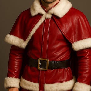 Men’s Red Leather Santa Costume, Classic Santa Suit - Etsy