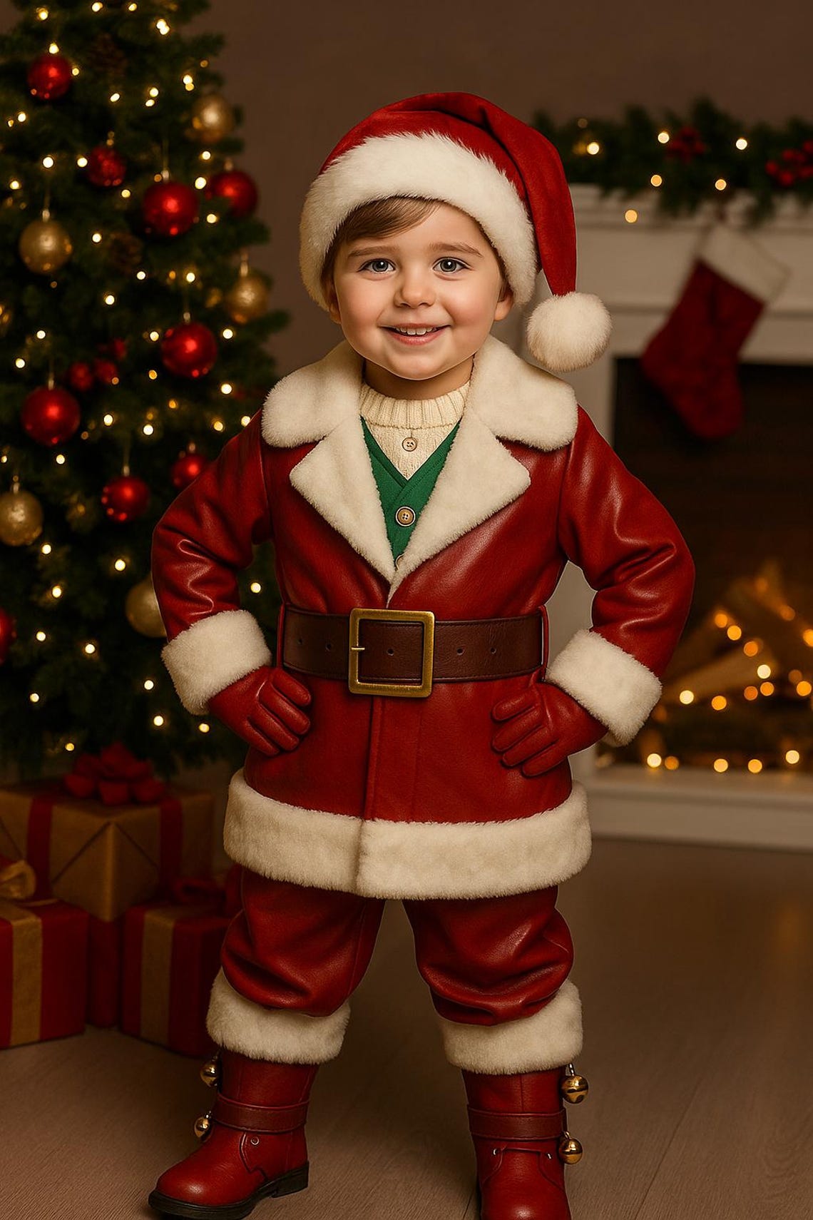 Baby Santa Leather Costume, Festive Holiday Outfit for Little Ones ...