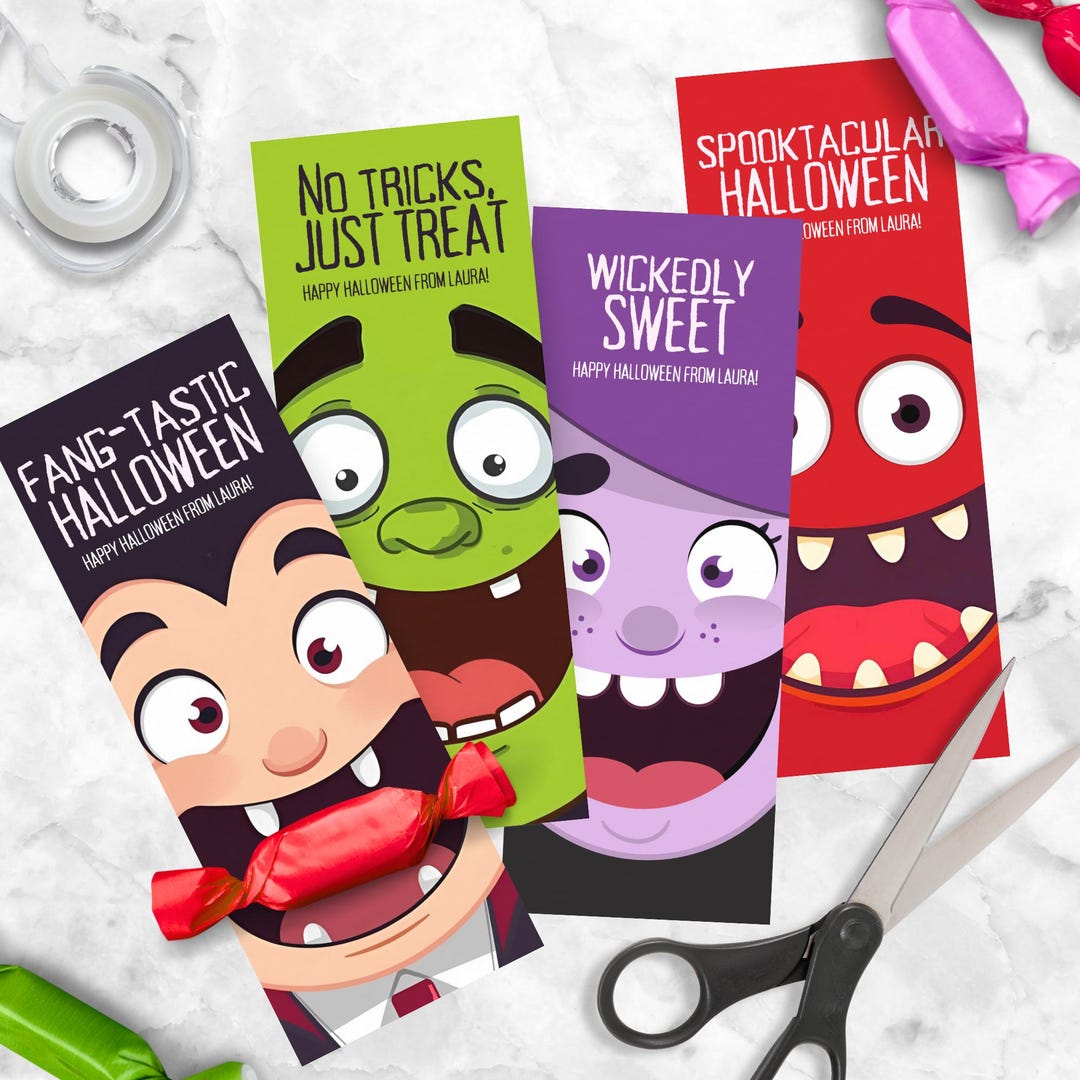 Halloween Treat Cards | Printable Kids Halloween Cards | Cute Monster ...