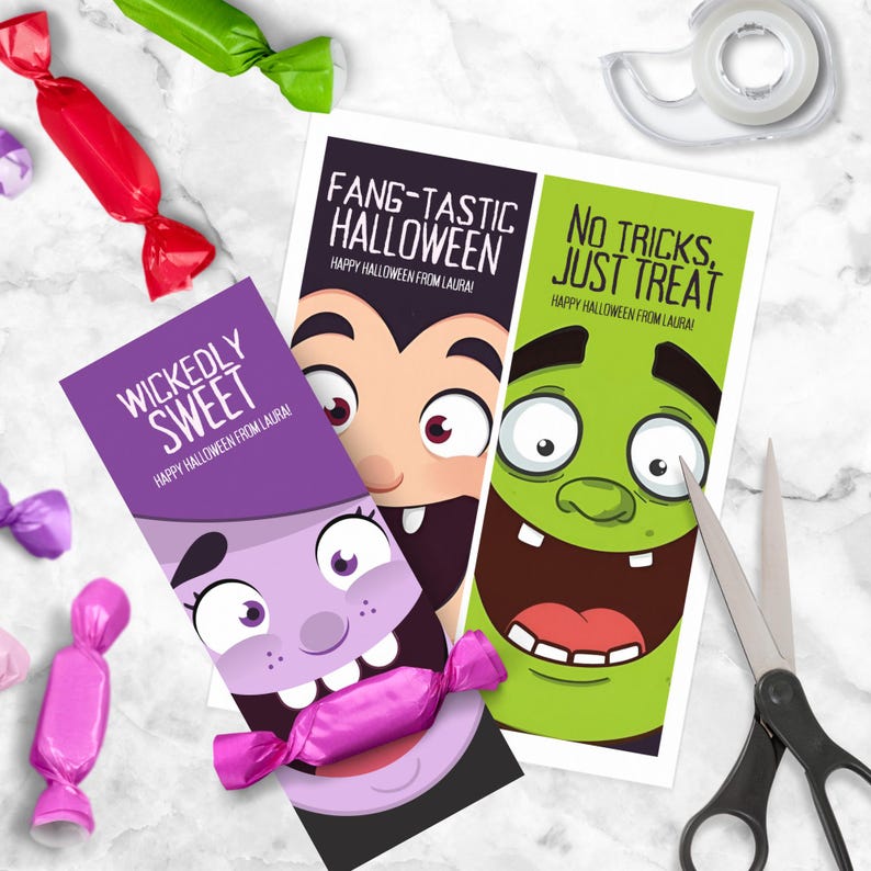 Halloween Treat Cards | Printable Kids Halloween Cards | Cute Monster ...