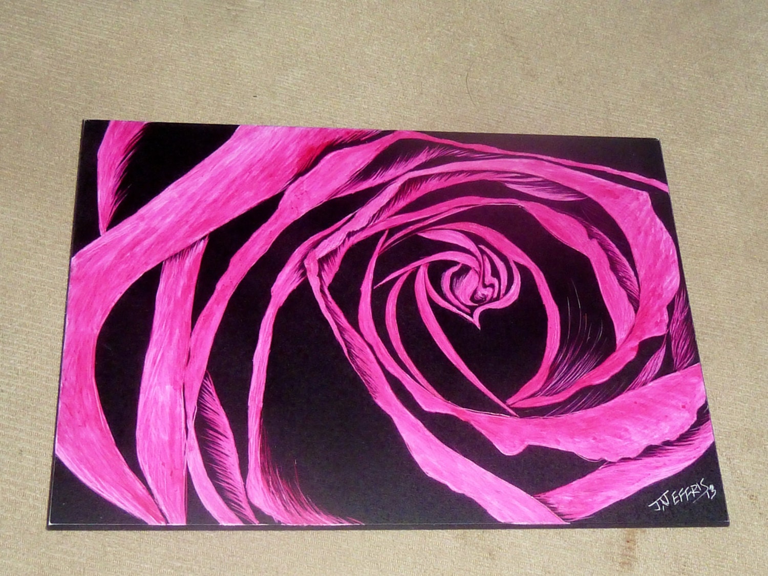 Original Rose Scratchboard Painting - Etsy
