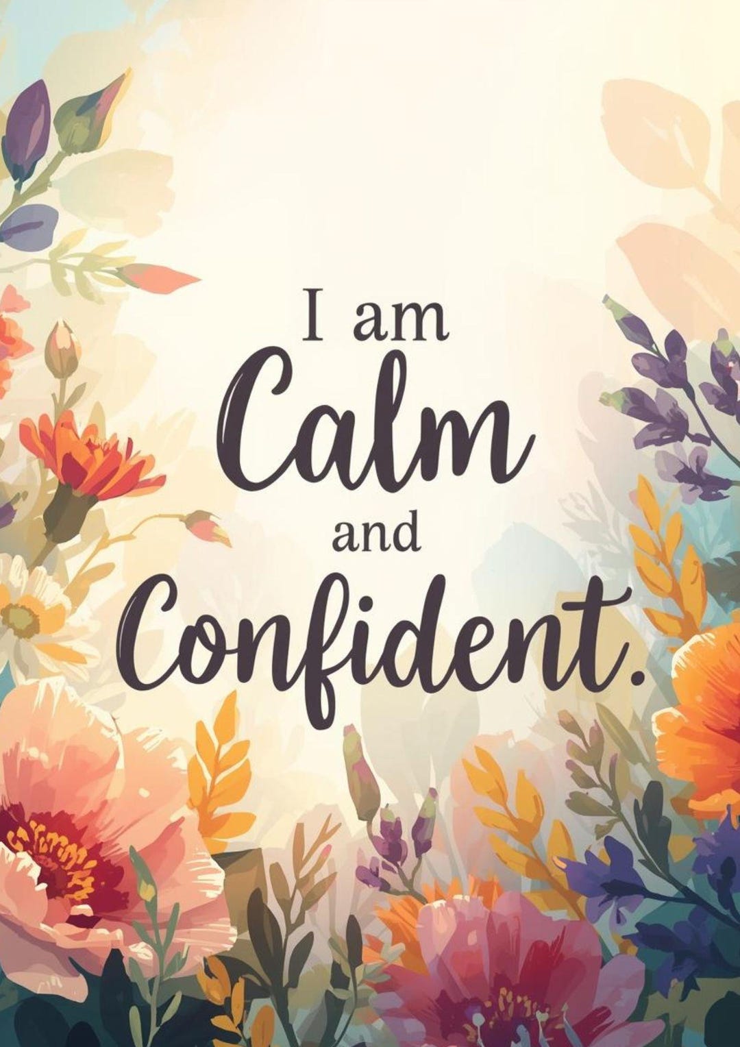 I Am Calm and Confident Coloring Page | Positive Affirmation Art ...