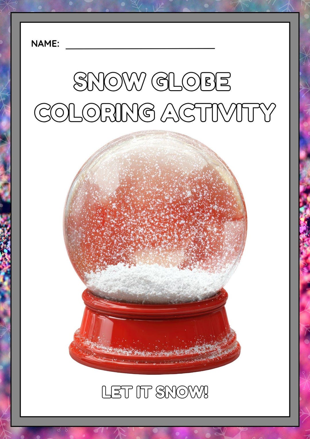 Snow Globe Coloring Pages, Winter Wonderland Activity Sheets, Black ...