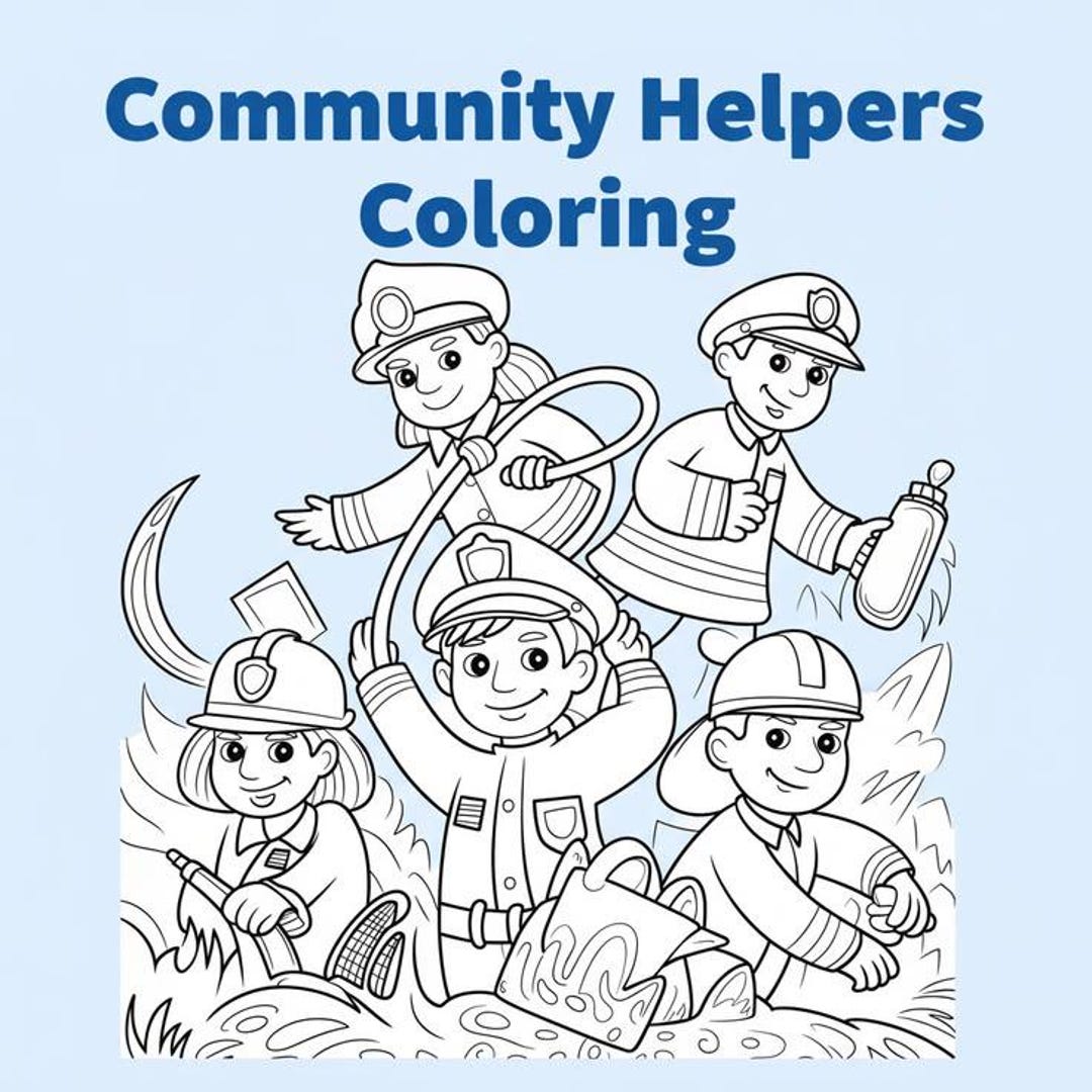Community Helpers Coloring Pages for Kids | Firefighter Police Doctor ...