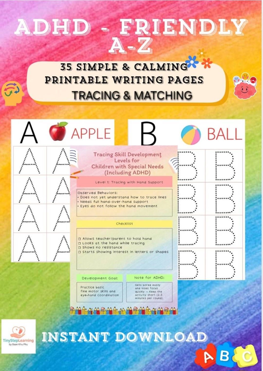 Adhd-friendly Tracing & Letter Matching Workbook | A-Z Printable Calm ...