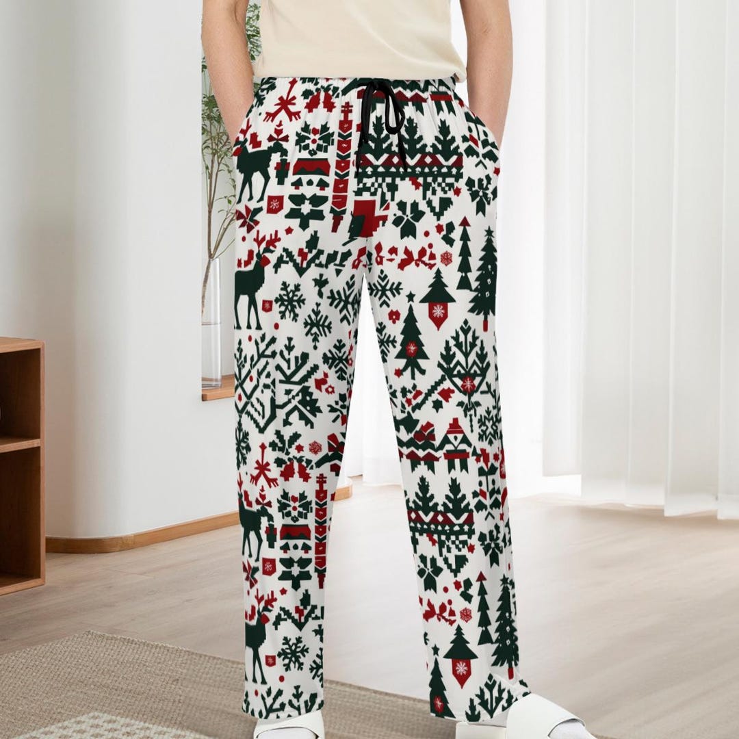 Nordic Fair Isle Christmas Pajama Pants | Unisex Holiday Lounge ...