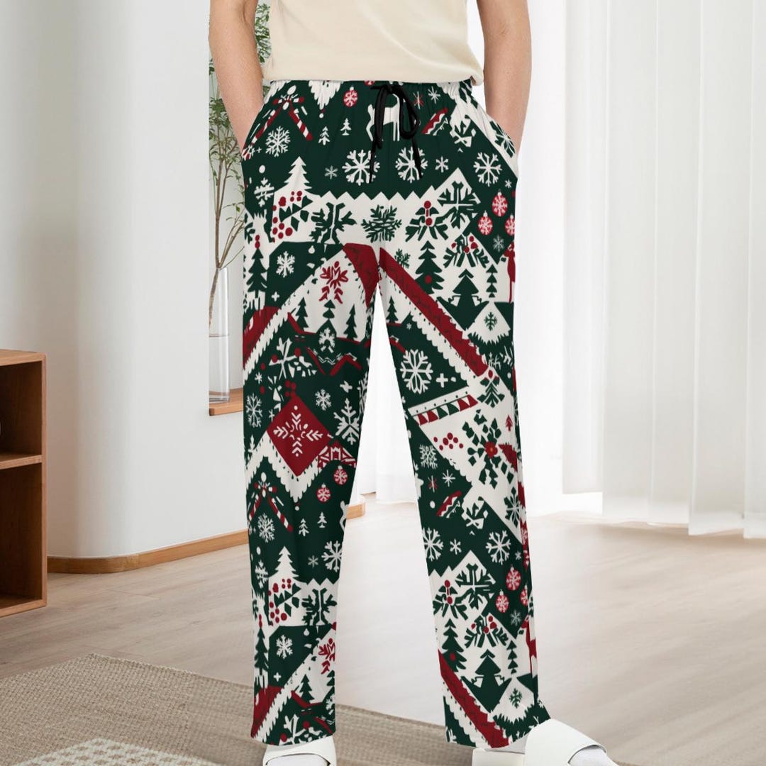Nordic Reindeer Christmas Pajama Pants | Fair Isle Print Lounge ...