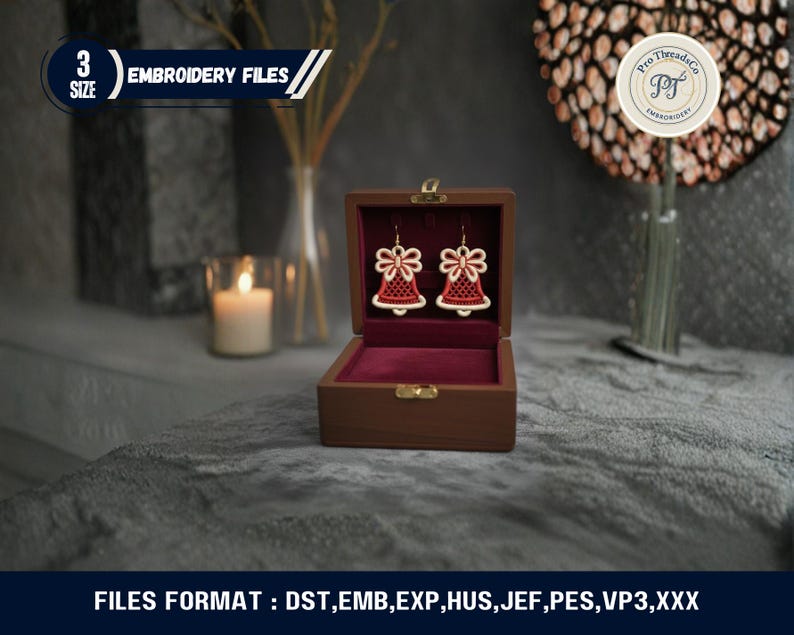 FSL Bell Earrings Machine Embroidery Design – Free Standing Lace ...