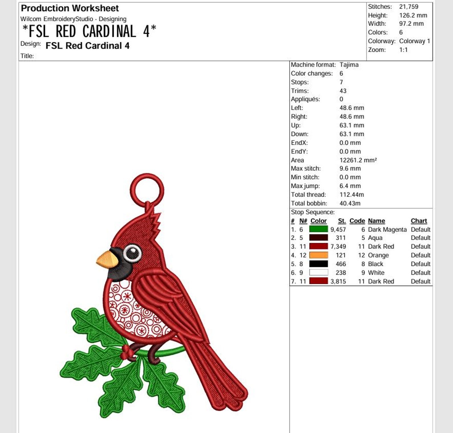 FSL Red Cardinal Machine Embroidery Design | Winter Bird Christmas ...