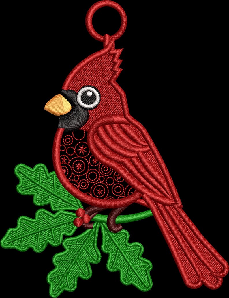 FSL Red Cardinal Machine Embroidery Design | Winter Bird Christmas ...