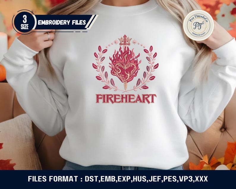 Fireheart Embroidery Design for Machine Embroidery, Throne of Glass ...