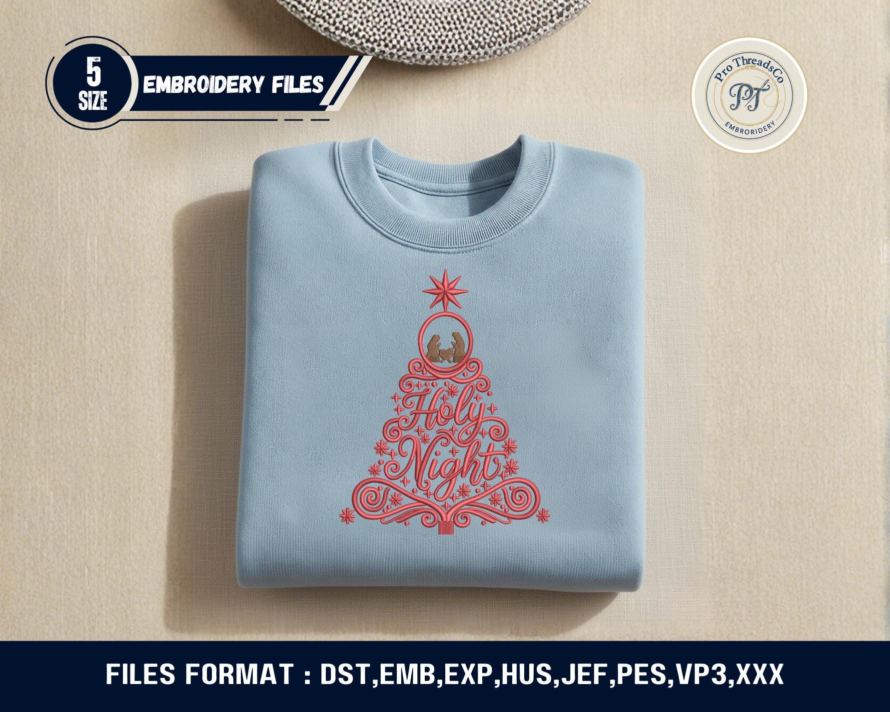 Holy Night Christmas Tree Embroidery Design for Machine Embroidery ...