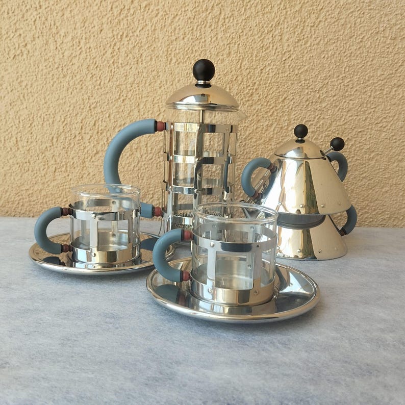 Vintage Alessi Michael Graves Coffee Set, Espresso Cups, Sugar Bowl ...