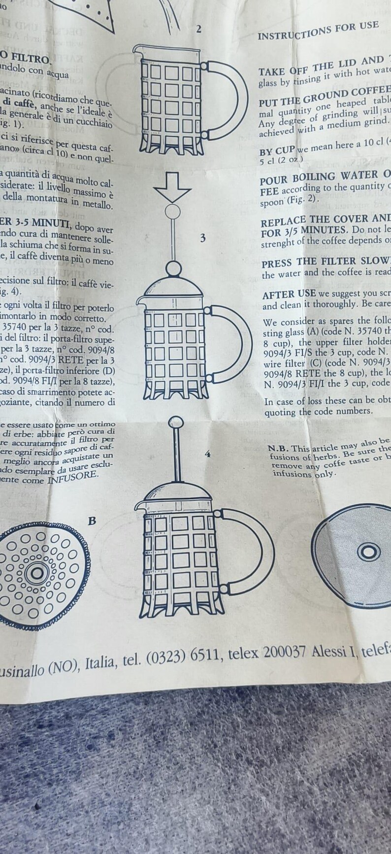 Vintage Alessi French Press 3 Cups: Michael Graves Design,mgpf3 New ...