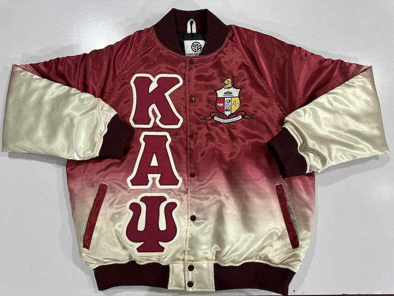 Kappa Alpha Psi White Maroon Satin Jacket Men's Bomber Fraternity ...
