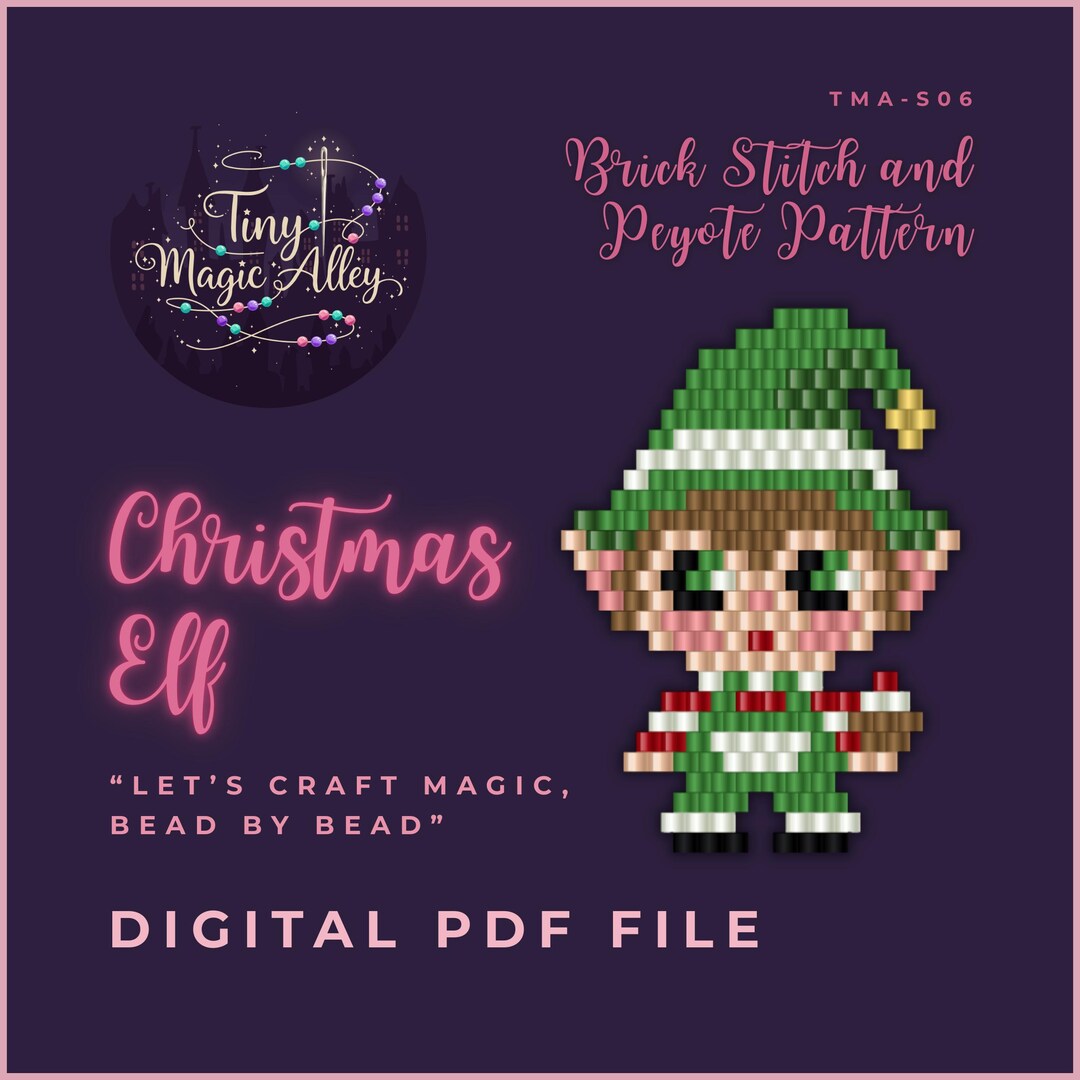 Christmas Elf Bead Pattern – Brick Stitch & Peyote PDF | Miyuki Delica ...