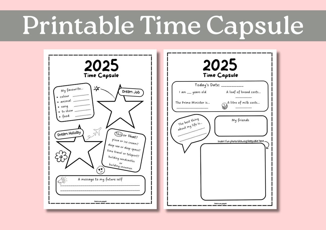 Time Capsule Printable 2025| Kids Activity, End of Year Keepsake (PDF ...