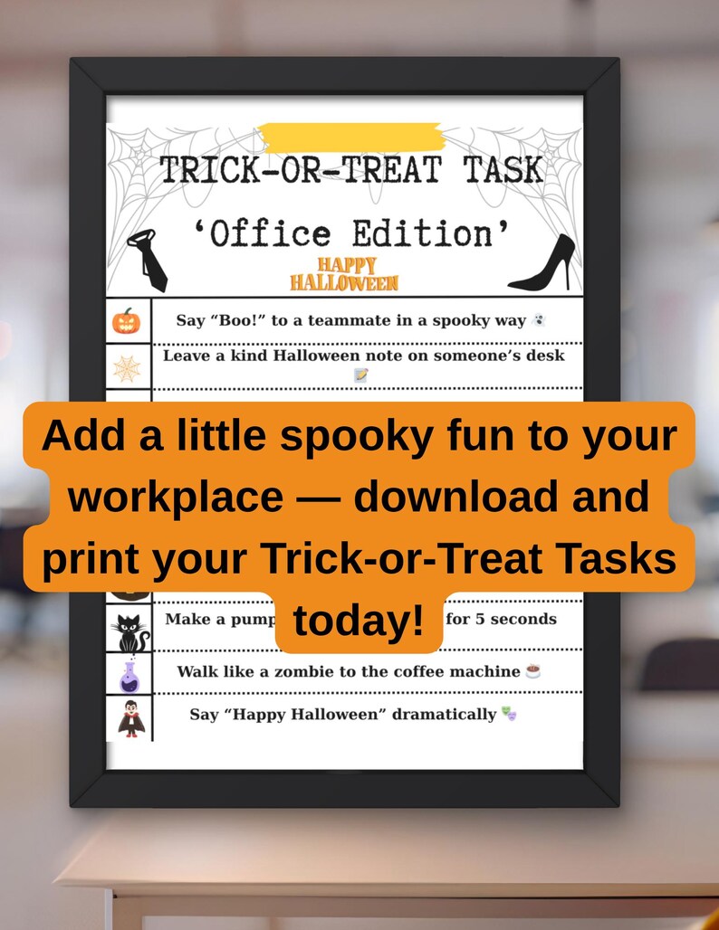 Office Halloween Tear-off Poster | Trick or Treat Tasks Printable ...