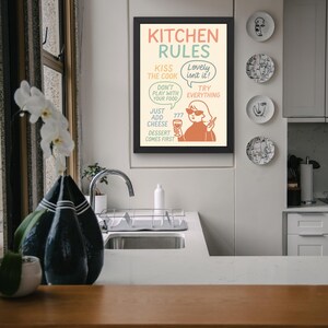 Kitchen Rules Wall Art Printable | Pastel Aesthetic | Funny Kitchen ...