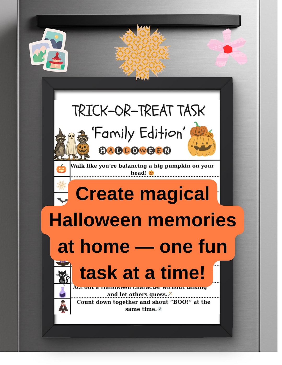 Family Halloween Tear-off Poster | Printable Trick or Treat Tasks | Fun ...