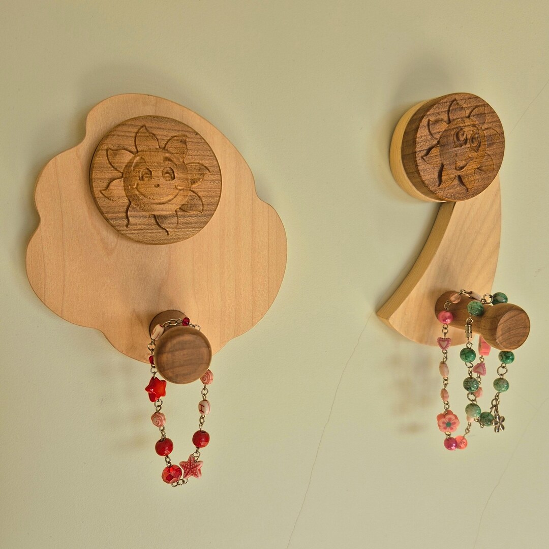 Wooden Kids Wall Hook, Cloud and Ray Design - Etsy