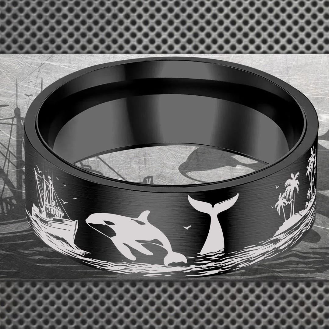 Ring With a Whale Jumping Out of the Water, Stoat Ring, Whale Signet ...