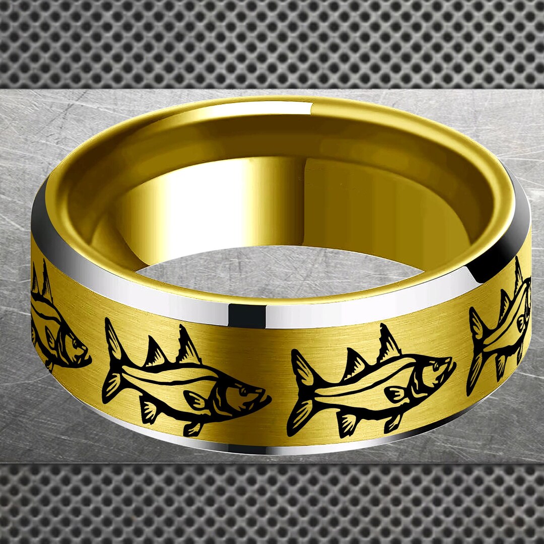 Fishing Ring,fish Hooks Ring,bass Fish Wedding Band,fisherman Wedding ...